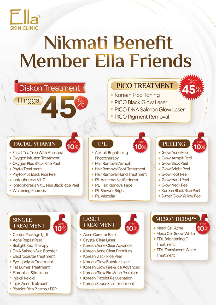 Diskon Treatment 45% Khusus Member | Ella Skin Care